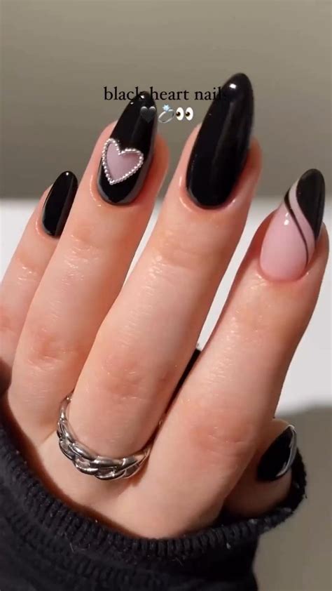 Black Heart Nails For A Valentines Vibe Like No Other Video In 2024