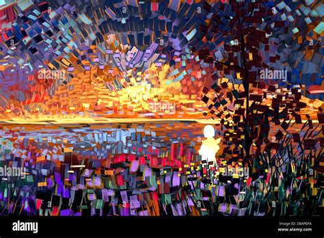 Artistic 3d Illustration Of Multicolored Small Rectangles Of A Young
