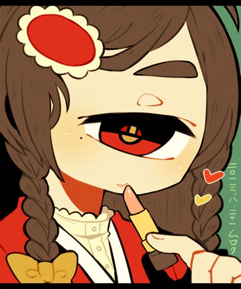 Safebooru 1girl Applying Makeup Blush Bow Braid Brown Hair Cosmetics