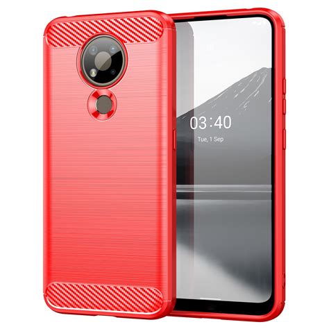 For Nokia 34 Brushed Texture Carbon Fiber Tpu Phone Case Red