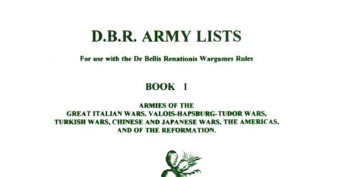 Dbr Army Lists Book 1 Board Game Boardgamegeek