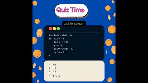 Techiestream Quiz Quiztime Clanguage Program Code Computer