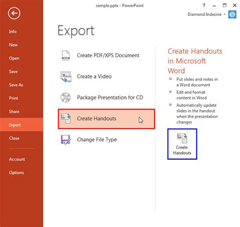 Exporting Word Handouts In Powerpoint 2013 For Windows