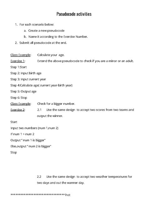 Term Flow Chart Activities Pseudocode Activities For Each Scenario Below A Create A New