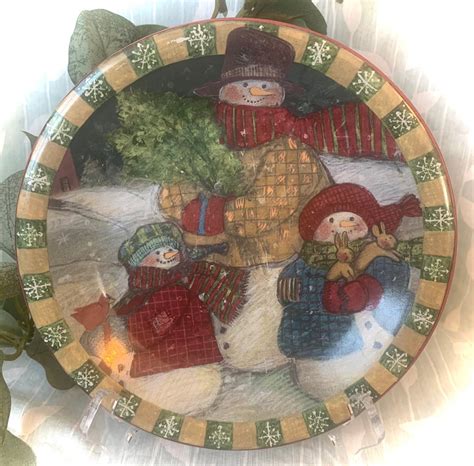 Susan Winglet 8 Inch Certified International Collectable Snowman Christmas Plate Etsy