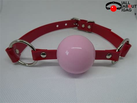 Pink Silicon Ball Gag With Pvc Red Strap Lockable Vegan Aag Store