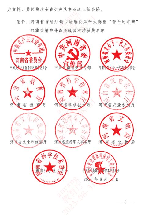 河南省首届红领巾讲解员风采大赛暨“奋斗的丰碑”红旗渠精神寻访实践营活动获奖名单安阳市培训