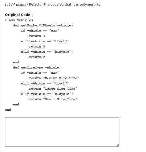 solved b 4 points refactor the code so that it is polym