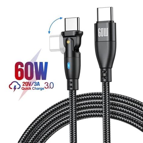Câble Usb Type C 3a Usb C Pour Recharge Rapide Et Transfert De Données
