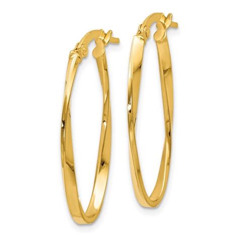 Buy 14k Twisted Oval Hoop Earrings 30 Mm Apmex