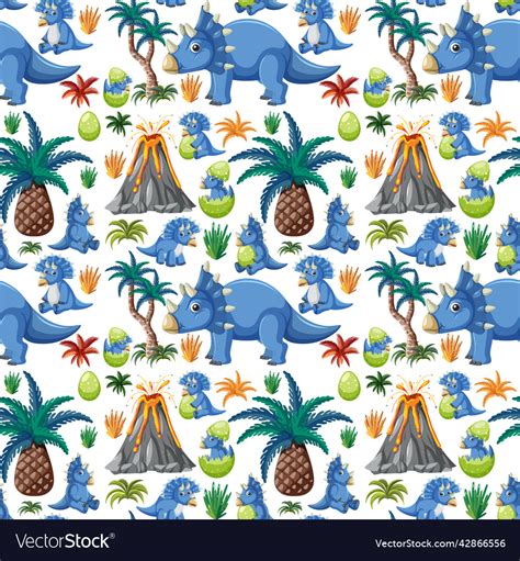 Cute Dinosaur Seamless Pattern Royalty Free Vector Image