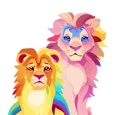 2 Prachtige Regenboogleeuwenwelpen · Creative Fabrica