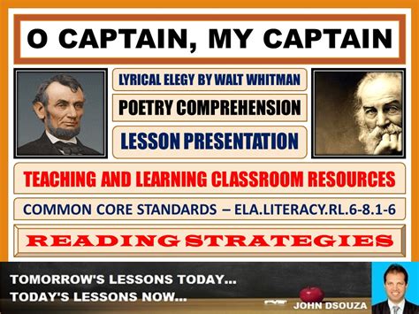 O Captain My Captain By Walt Whitman Lesson Presentation Teaching