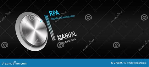 RPA Robotic Process Automation Mode By Turning The Knob On A Dark Background Intelligent