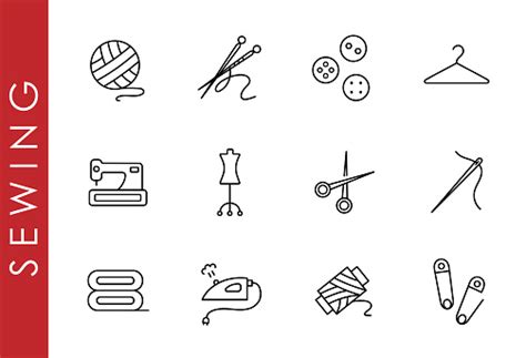 바느질과 자수를 위한 도구의 세트 실 재봉틀 가위 핀 공예 및 수제 바느질 바느질 디자인 요소 재봉 도구 장비 및 액세서리의 벡터 일러스트레이션 가위에 대한 스톡 벡터 아트