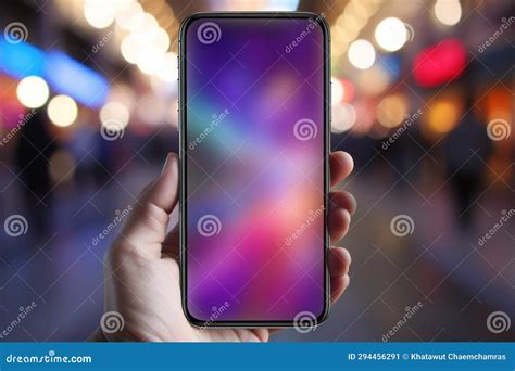 Seamless Integration Hand Holds Smartphone With Blurred Screen Mockup