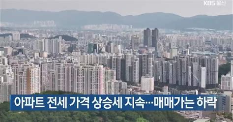 아파트 전세 가격 상승세 지속매매가는 하락