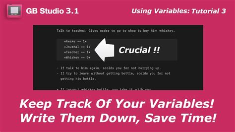 Keep Track Of Your Variables Gb Studio 31 Youtube