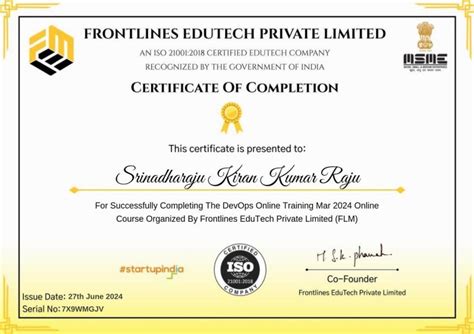 Completed Devops Course Kiran Kumar Raju Srinadharaju Posted On The