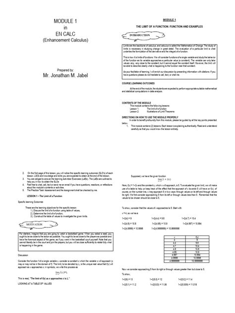 module 1 in en cal pdf function mathematics limit mathematics
