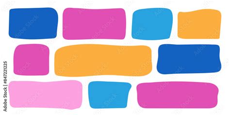 Drawn Rectangle Text Box Set Colorful Doodle Abstract Geometric Frame