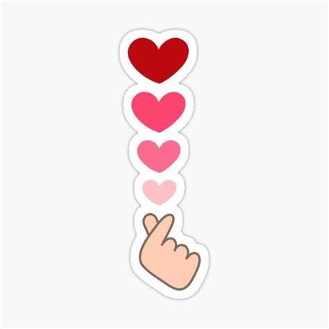 Korean Finger Heart Hand Gesture Black Background Sticker For Sale