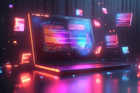 Innovative Coding Showcase Digital Workspace Visual Art Futuristic Environment Close Up View