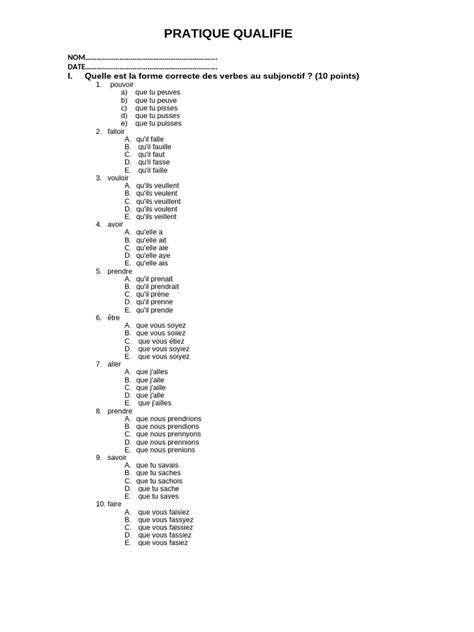 Pratique Qualifie Subjonctif Pdf