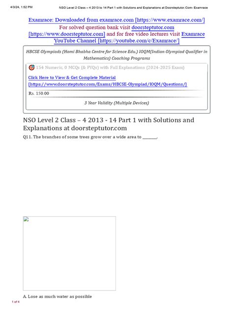 Nso Level 2 Class 4 Solutions 2013 14 Pdf Solar System Planets