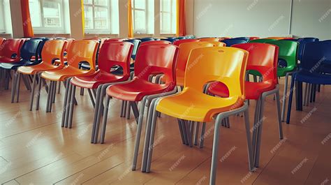 Premium Ai Image Plastic Stacking Chairs In Classroom
