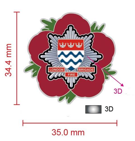 London Fire Brigade Remembrance Flower Lapel Pin Military Remembrance
