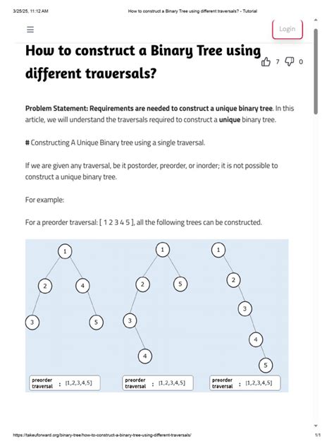 Construct A Binary Tree Using Traversals Pdf Algorithms