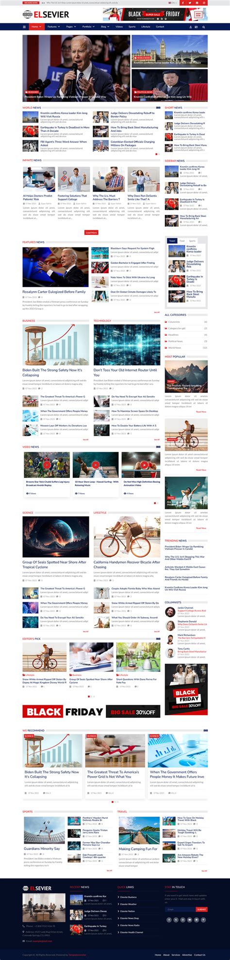 Elsevier News Portal And Magazine Joomla Template
