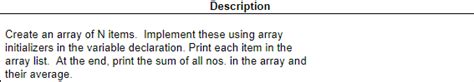 Solved Description Create An Array Of N Items Implement Chegg