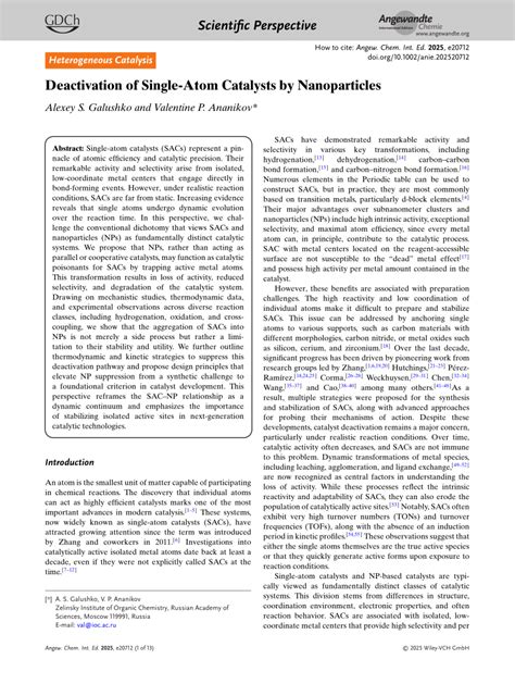 Deactivation Of Single‐atom Catalysts By Nanoparticles Request Pdf