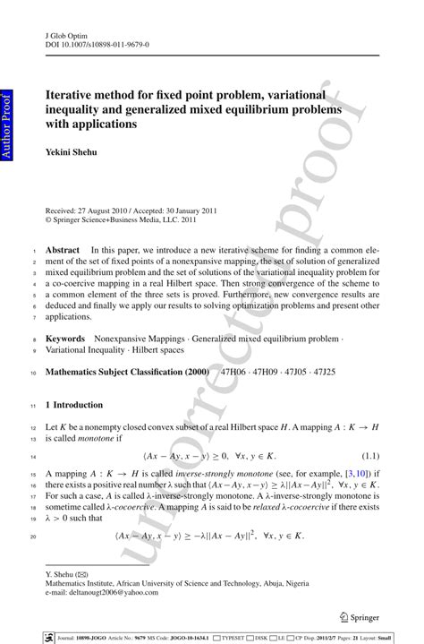 Pdf Iterative Method For Fixed Point Problem Variational Inequality