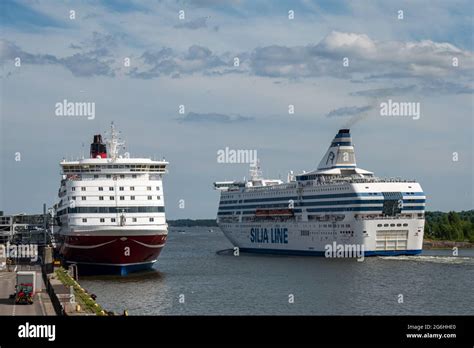 Silja Line Cruise Ship M S Silja Serenade Passing Rival Shipping