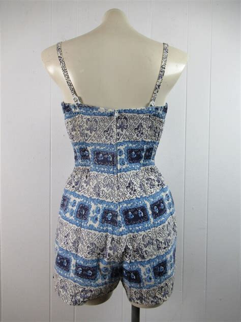 Vintage Swimsuit 1950s Bathing Suit Pin Up Swimwear Gem