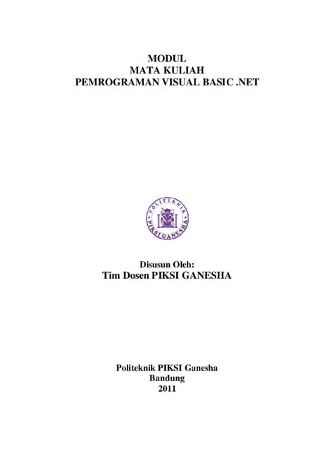 Pdf Modul Mata Kuliah Pemrograman Visual Basic Net Tim Dosen Piksi