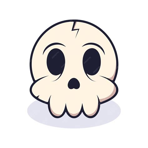 큰 타원형 눈과 이빨을 가진 귀여운 만화 골격의 벡터 그림 웹 디자인 모바일 게임 책 광고에 적합한 고품질 그림 프리미엄 벡터