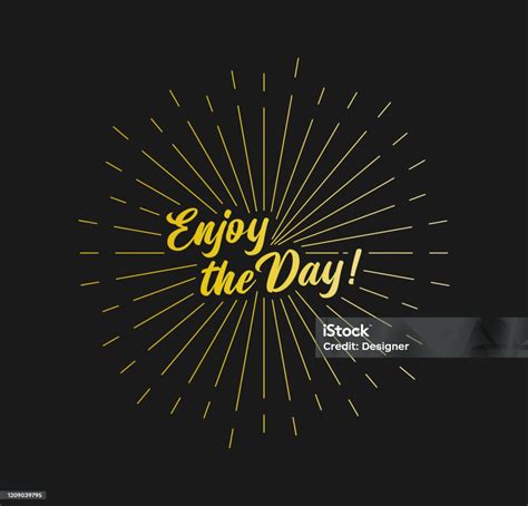 하루를 즐기십시오 선버스트 라인 광선 인사말 카드 포스터 및 웹 배너용 벡터 일러스트레이션 디자인 템플릿 검은색에 대한 스톡 벡터 아트 및 기타 이미지 Istock