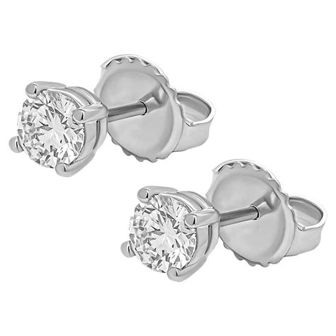 Gia Certified 101 Carat Each Round Shape 4 Prongs Studs In Platinum