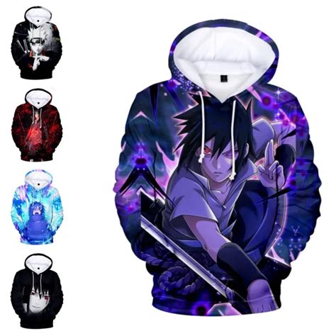 เสื้อกันหนาวแขนยาวลําลอง มีฮู้ด พิมพ์ลายอนิเมะนารูโตะ ซาสึเกะ มาดารา 3 มิติ ทรงหลวม สไตล์ญี่ปุ่น