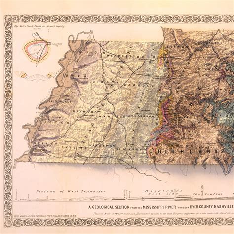 Tennessee Geological Map Vintage Map Topography Etsy