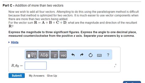 solved geometric and component vector addition part a