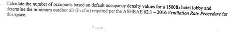 Calculate The Number Of Occupants Based On Default Occupancy Density Values For A 1500 Sq Ft