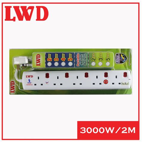 Lwd 5 Meter 13a Trailing Extension Portable Socket W Neon Light Surge Protector [sirim