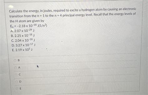 Solved Calculate The Energy In Joules Required To Excite A Chegg