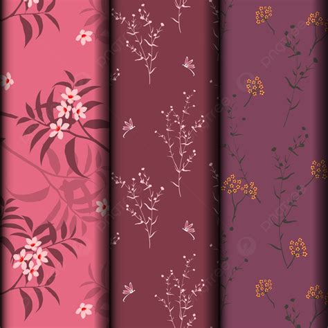 Set Of Beautiful Wildflowers Seamless Pattern On Monotone Pink Background Set Graphic Bouquet
