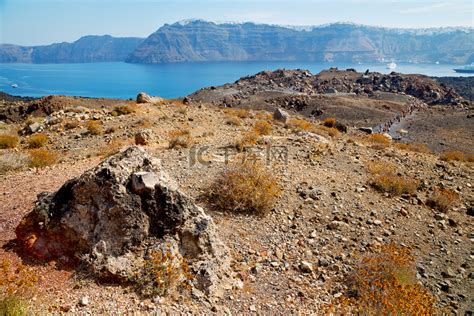 希腊欧洲圣托里尼岛的火山地高清摄影大图 千库网